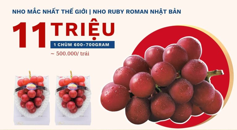 Nho Ruby Roman Nhật Bản có giá từ 350-500.000 đồng/trái